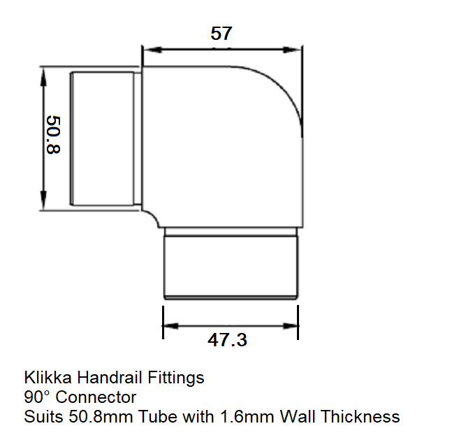 90° Elbow Joiner 2″ Handrail 316 Stainless Steel | Great Grab