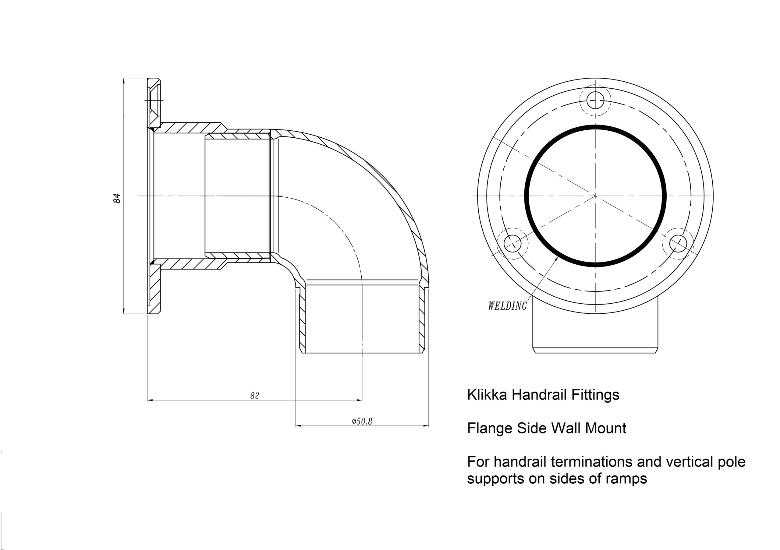Round Flange Side Post Support 2″ Handrail 316 STAINLESS STEEL | Great Grab