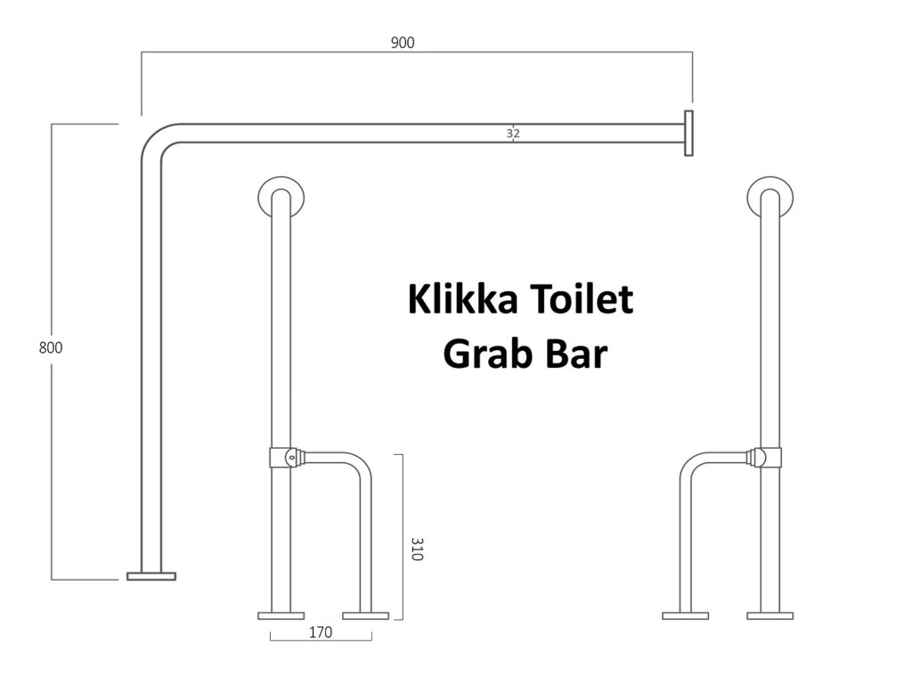 Toilet Grab Bar Right Hand with Support Leg Stainless Steel | Great Grab